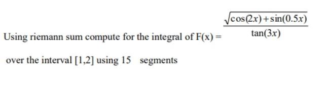 Solved cos(2x)+sin(0.5x) tan(3x) Using riemann sum compute | Chegg.com