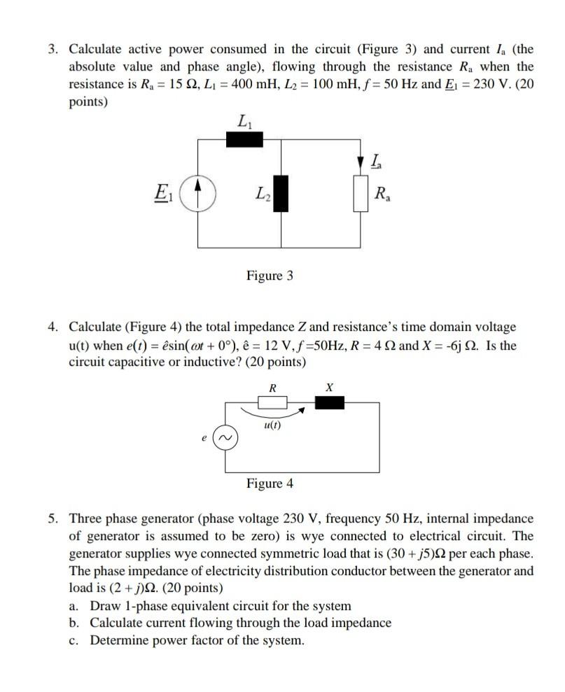 3. Calculate active power consumed in the circuit | Chegg.com