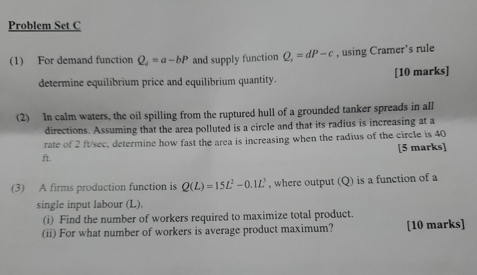 Solved Problem Set C (1) For demand function la = a-bP and | Chegg.com