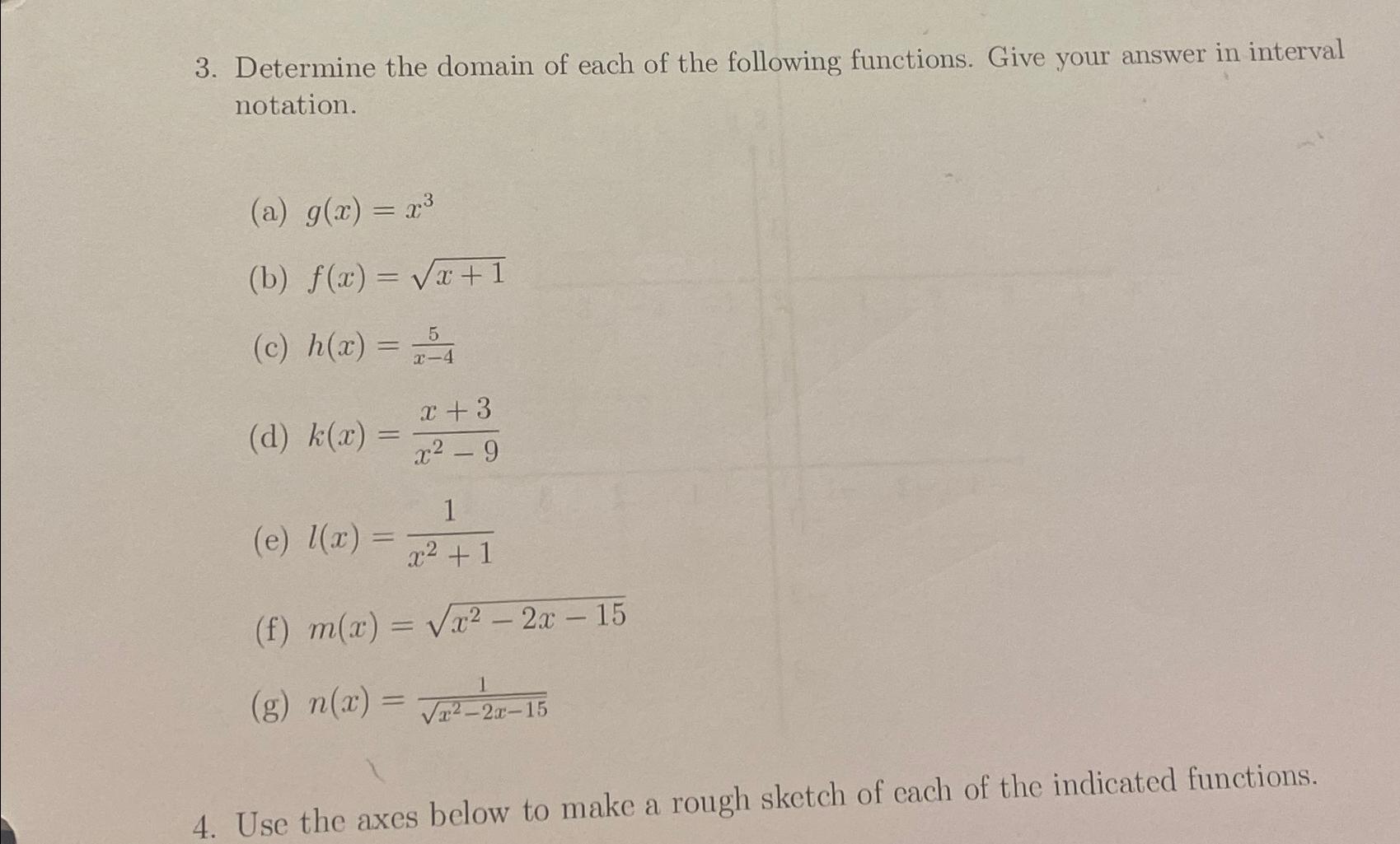 Solved Determine the domain of each of the following | Chegg.com