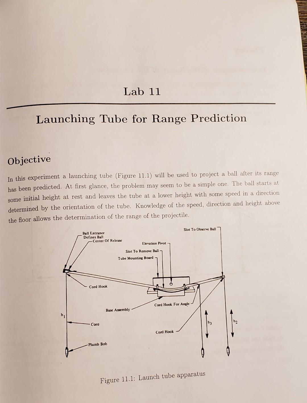 Solved Lab 11 Launching Tube for Range Prediction Objective | Chegg.com