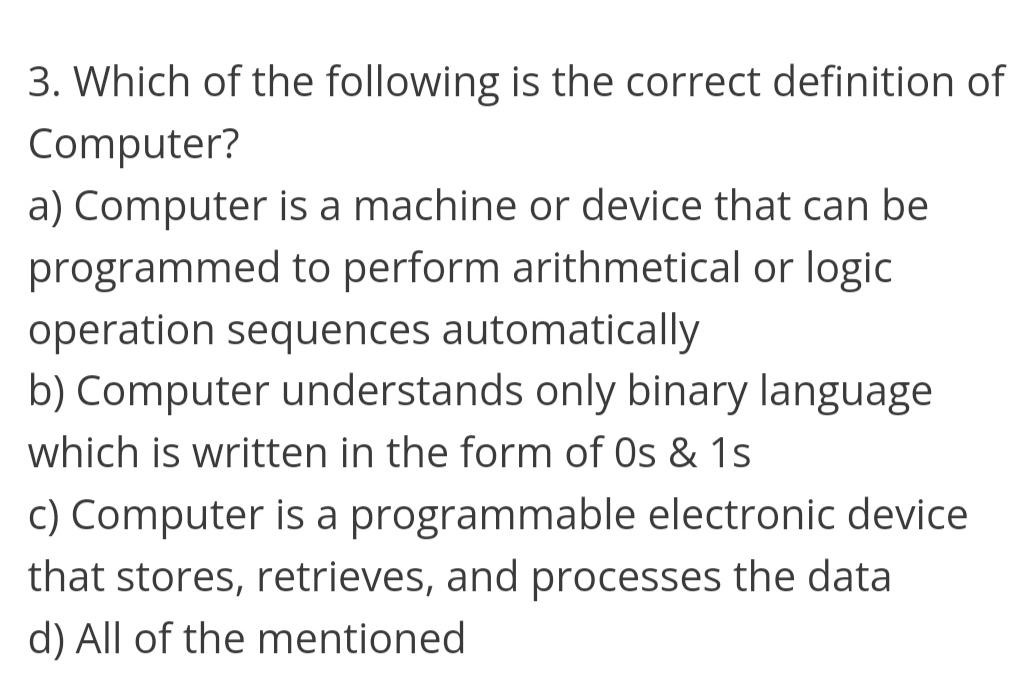 Solved Which of the following is the correct definition of | Chegg.com