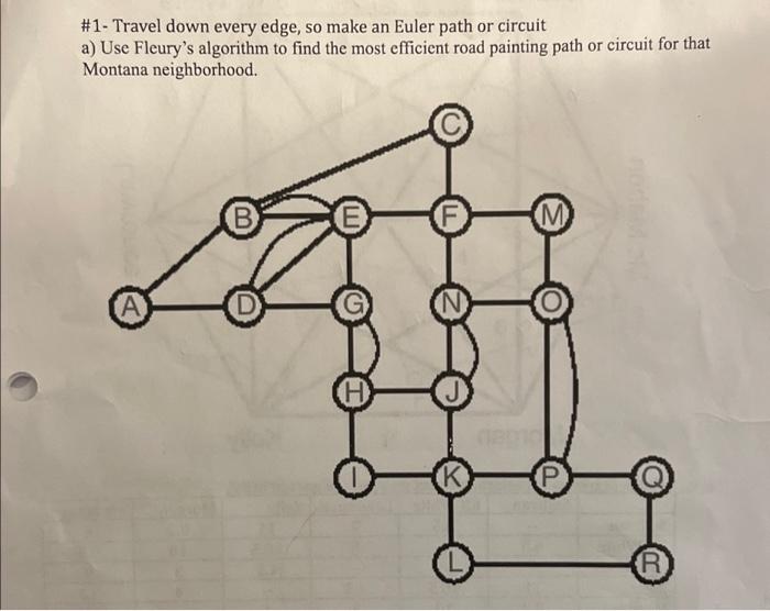 Solved #1- Travel down every edge, so make an Euler path or | Chegg.com