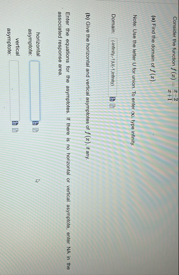 Solved Consider the function f(x)=x-2x 1.(a) ﻿Find the | Chegg.com