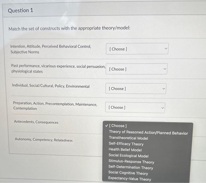 Solved Match the set of constructs with the appropriate | Chegg.com