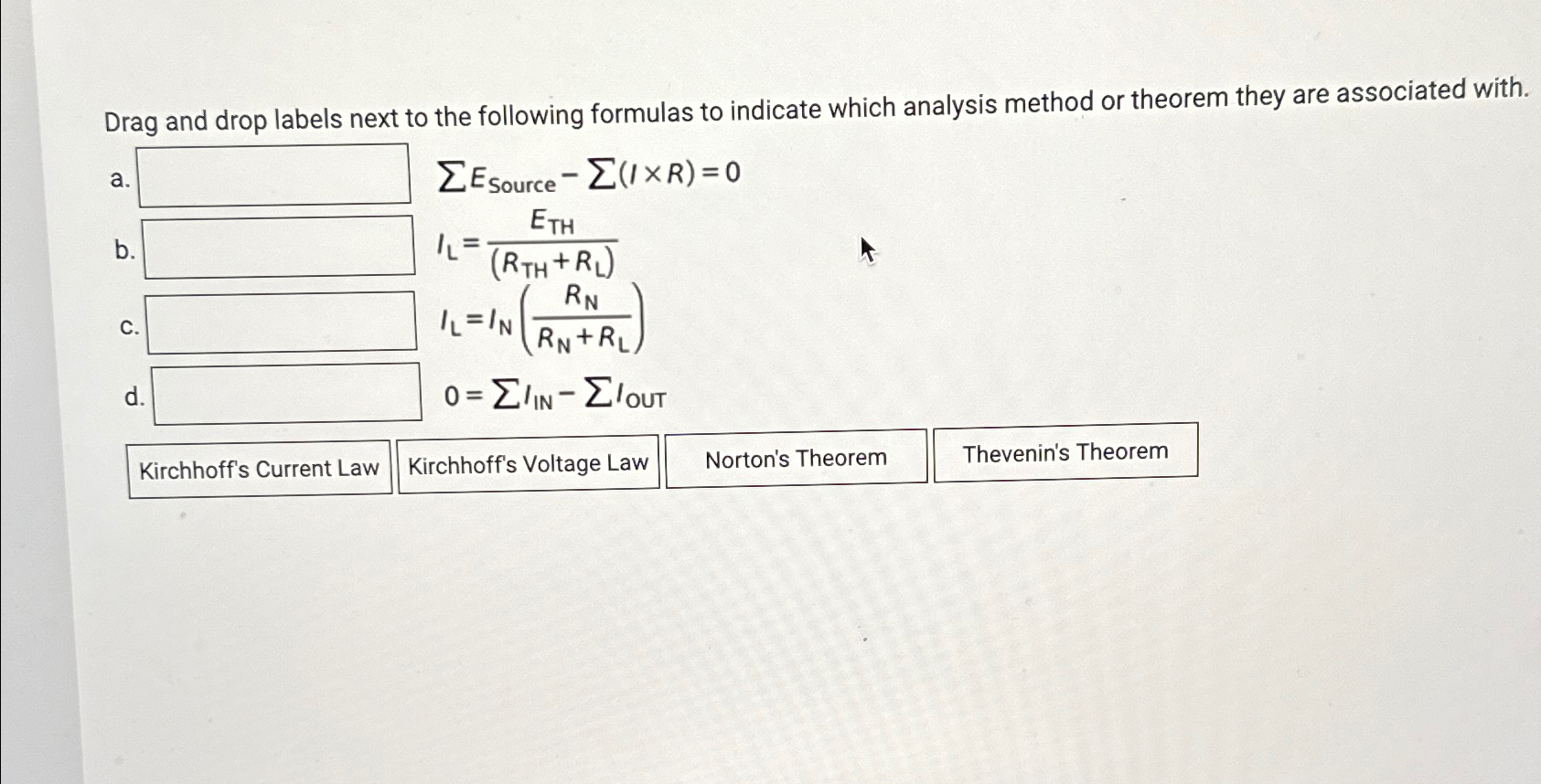 Solved Drag and drop labels next to the following formulas | Chegg.com