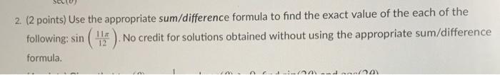 Solved use the appropriate sum/difference formula to find | Chegg.com