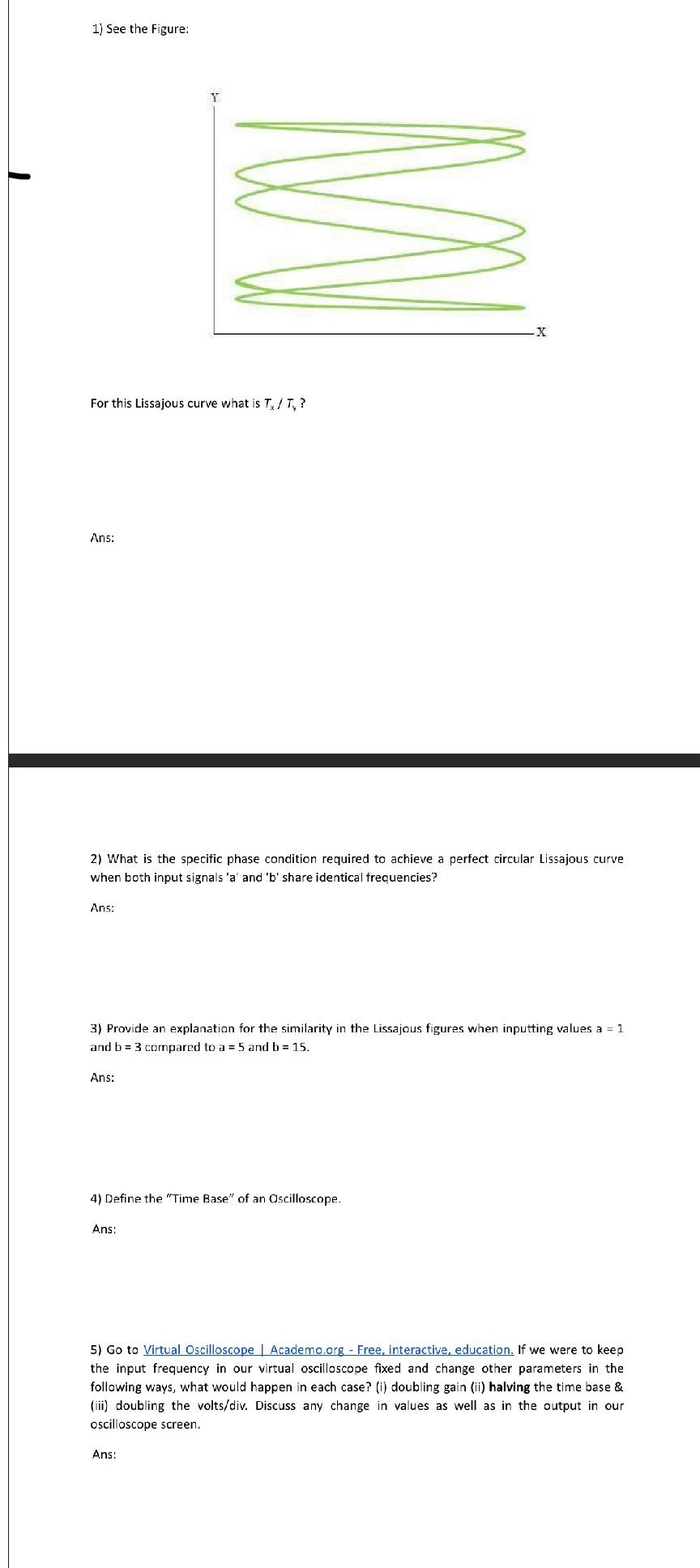 See the Figure:For this Lissajous curve what is | Chegg.com