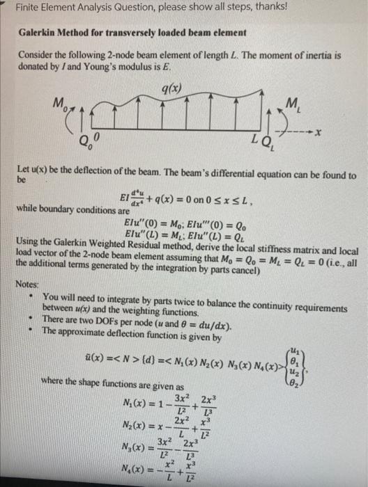 Solved Finite Element Analysis Question, please show all | Chegg.com