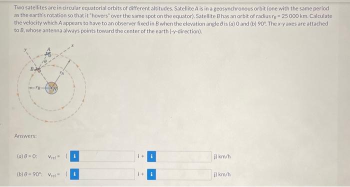 Solved Two satellites are in circular equatorial orbits of | Chegg.com