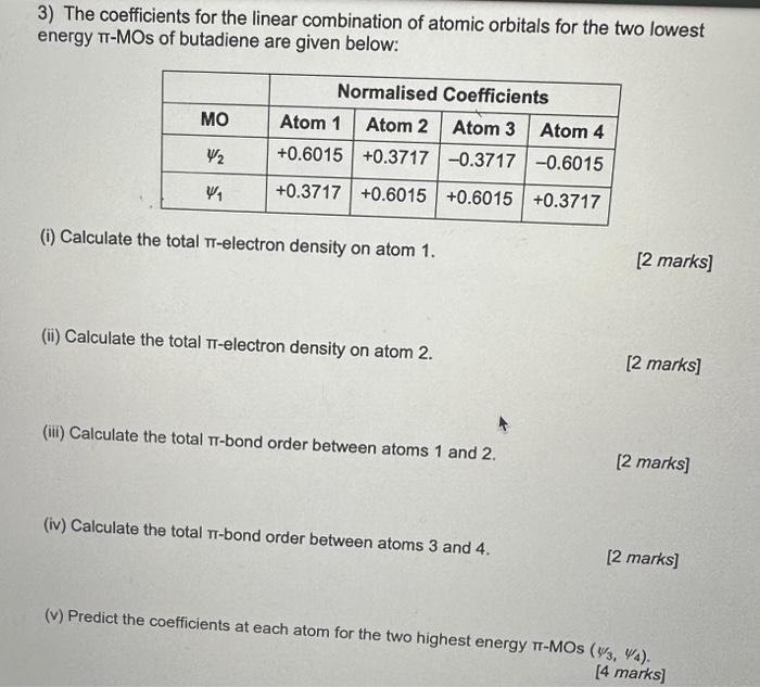 Solved 3) The coefficients for the linear combination of | Chegg.com