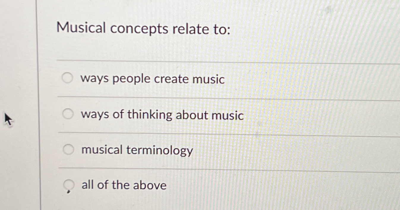 Solved Musical concepts relate to:ways people create | Chegg.com