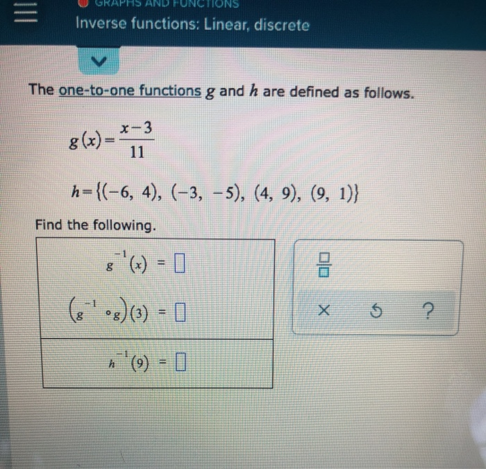 Solved АРГААГ Inverse functions: Linear, discrete V The | Chegg.com