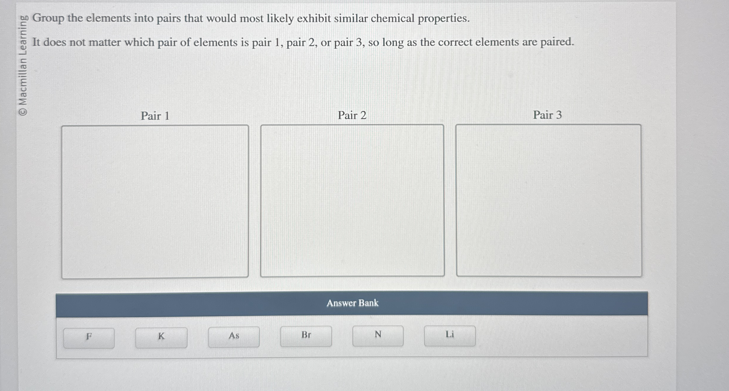 Group the elements into pairs that would most likely | Chegg.com