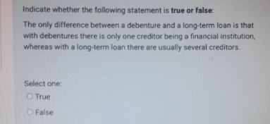 Solved Indicate whether the following statement is true or | Chegg.com