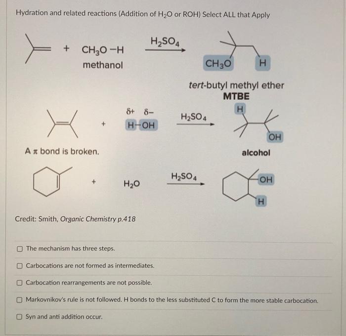Solved Hydration and related reactions (Addition of H2O or | Chegg.com