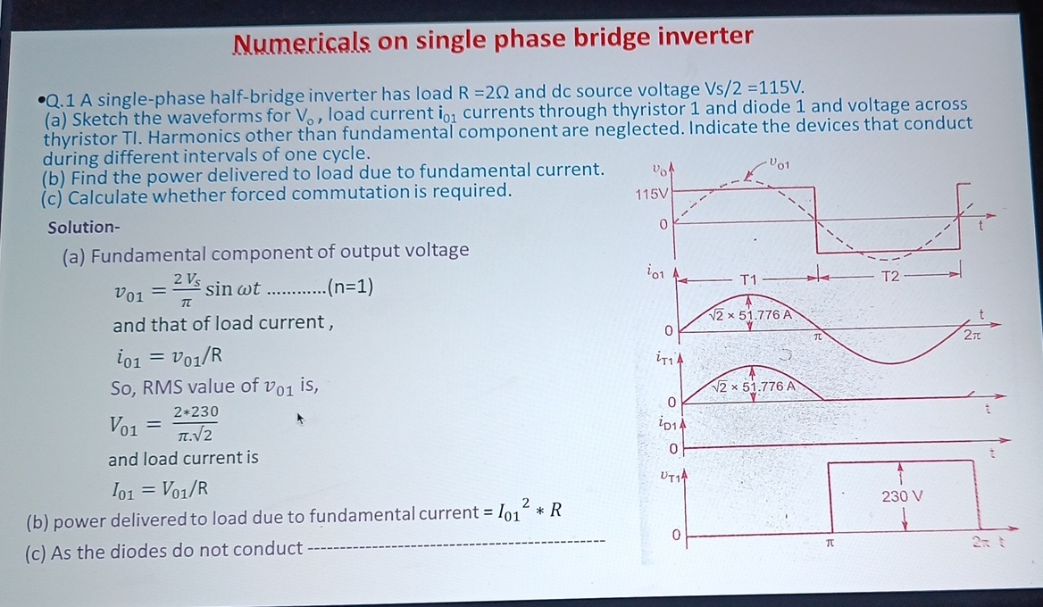 Solved Numericals on single phase bridge inverter-Q. 1 ﻿A | Chegg.com