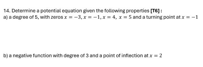 Solved Determine a potential equation given the following | Chegg.com