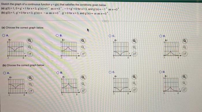 Solved Sketch the graph of a continuous function y = g(x) | Chegg.com