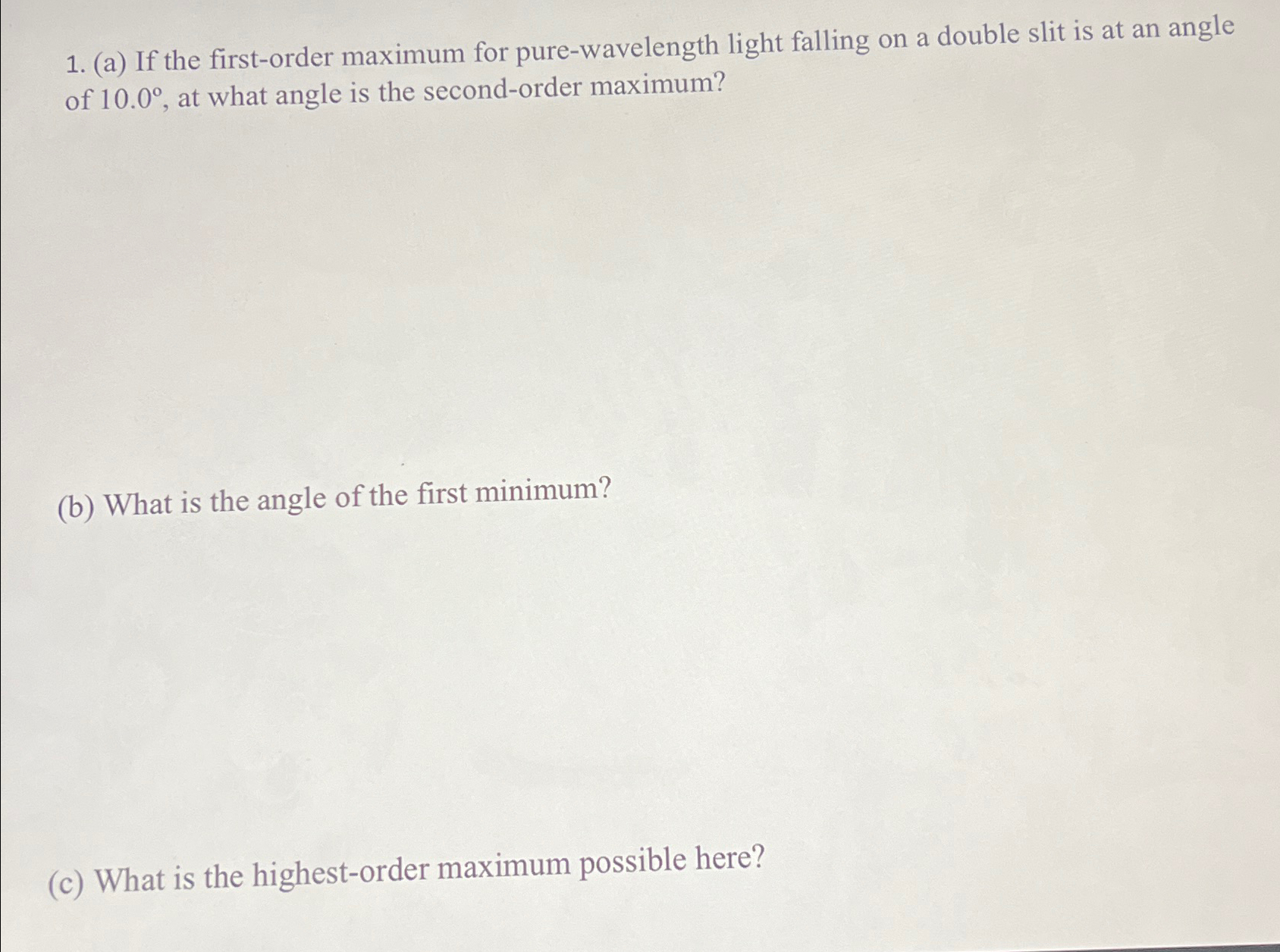 Solved (a) ﻿If the first-order maximum for pure-wavelength | Chegg.com