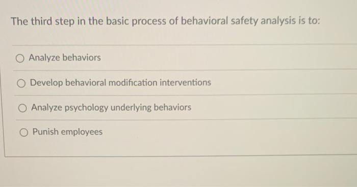 Solved The third step in the basic process of behavioral | Chegg.com