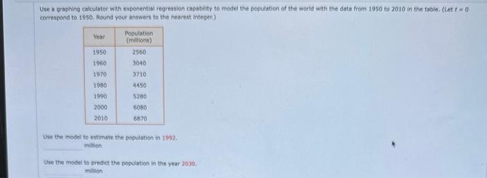 Solved Use a graphing calculator with exponential regression | Chegg.com