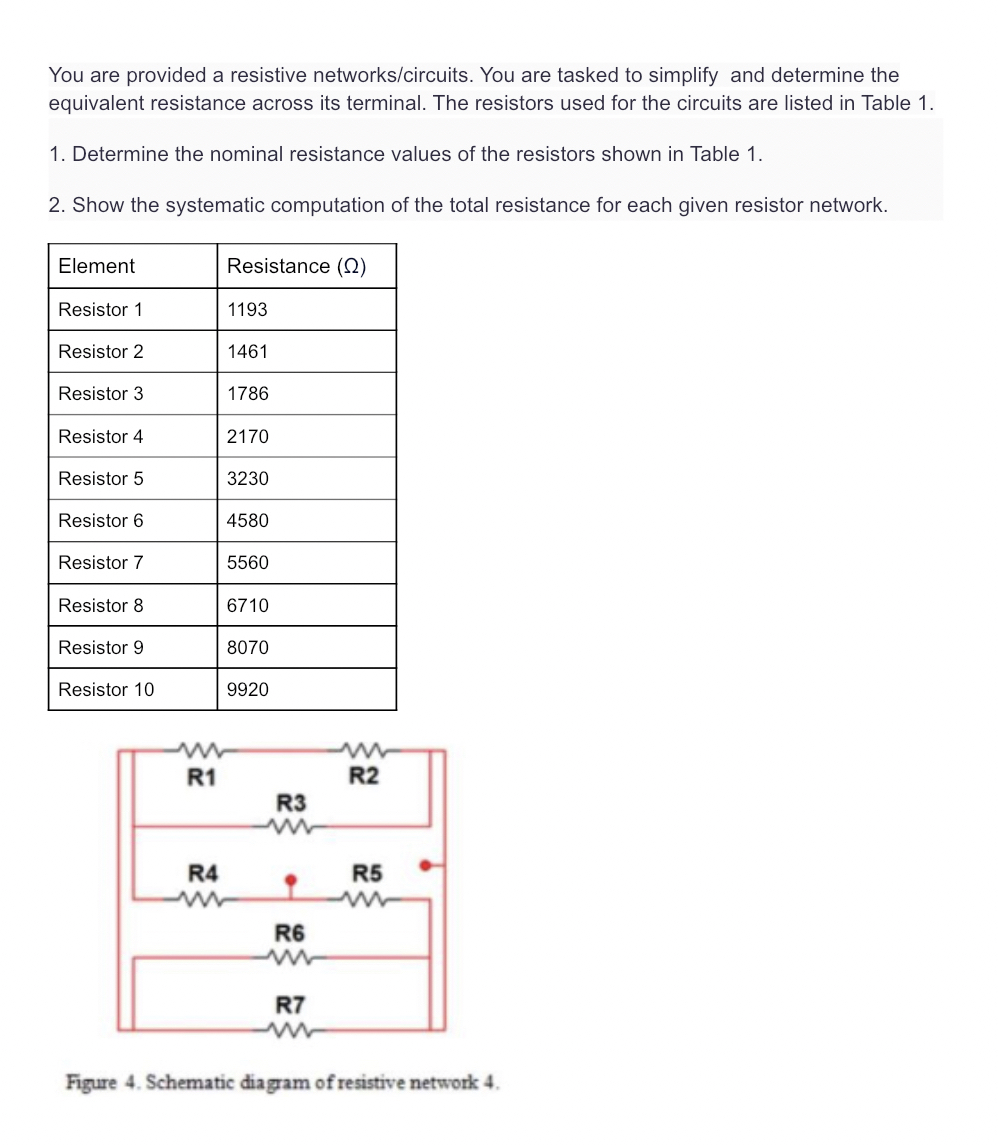 Solved You are provided a resistive networks/circuits. ﻿You | Chegg.com