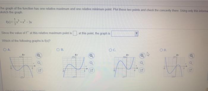 Solved The graph of the function has one relative maximum | Chegg.com