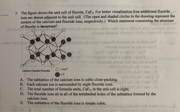 Solved 3. The figure shows the unit cell of fluorite, CaF2. | Chegg.com