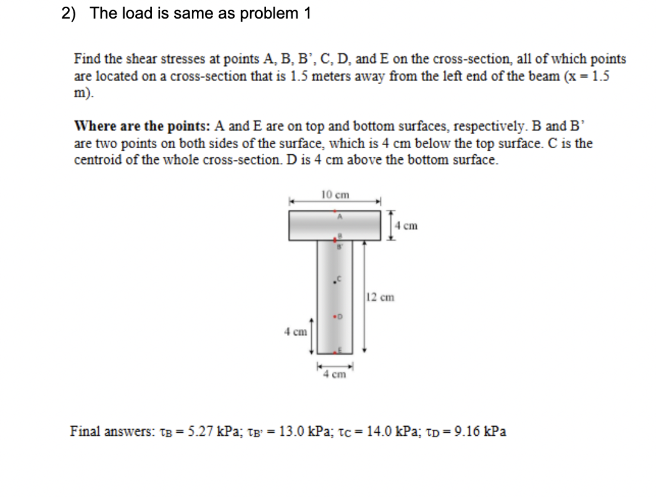 Solved The load is ﻿same as ﻿problem 1 ﻿and the max shear | Chegg.com