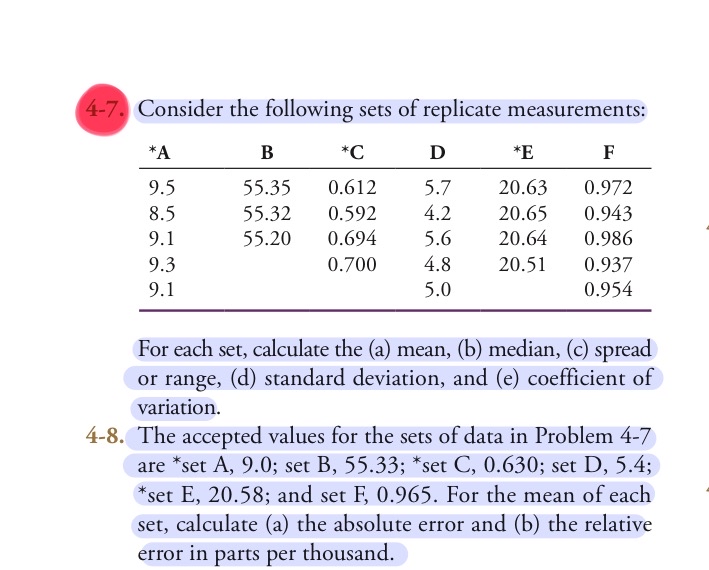 Solved by an EXPERT 4-7. ﻿Consider the following sets of replicate | Chegg.com