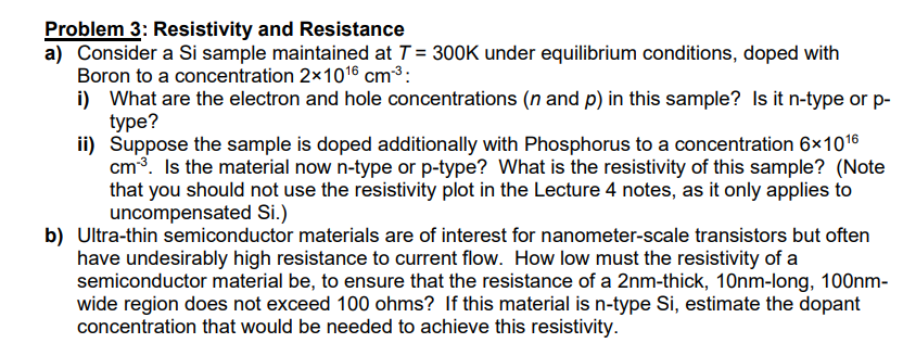 Solved Problem 3: Resistivity and Resistancea) ﻿Consider a | Chegg.com