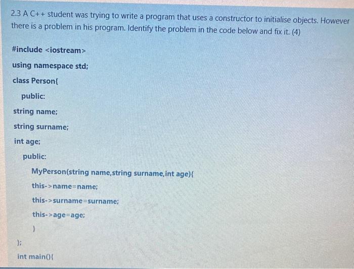Solved 2.3AC++ student was trying to write a program that | Chegg.com