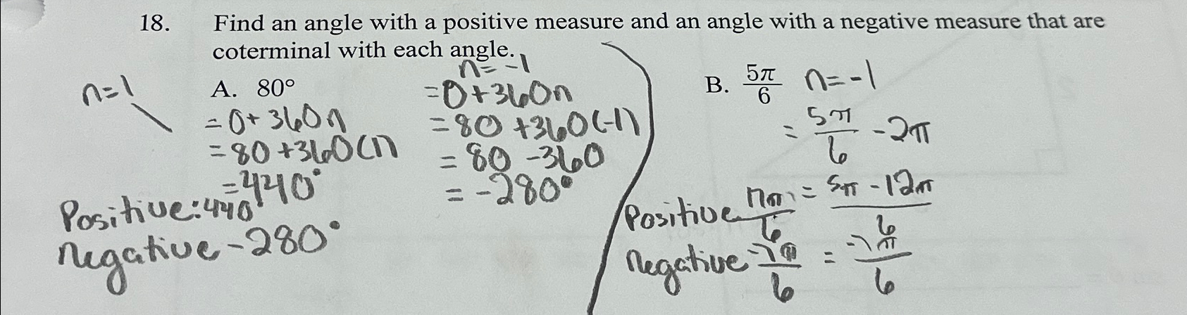 Solved Find an angle with a positive measure and an angle | Chegg.com