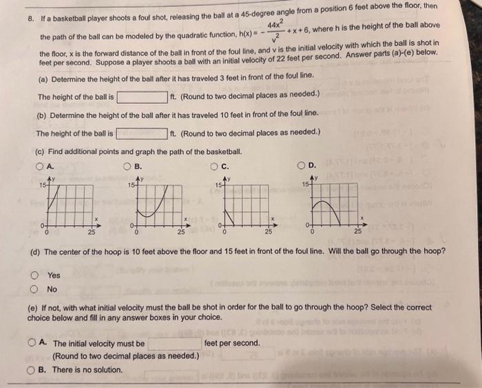 Solved 8. If a basketball player shoots a foul shot, | Chegg.com
