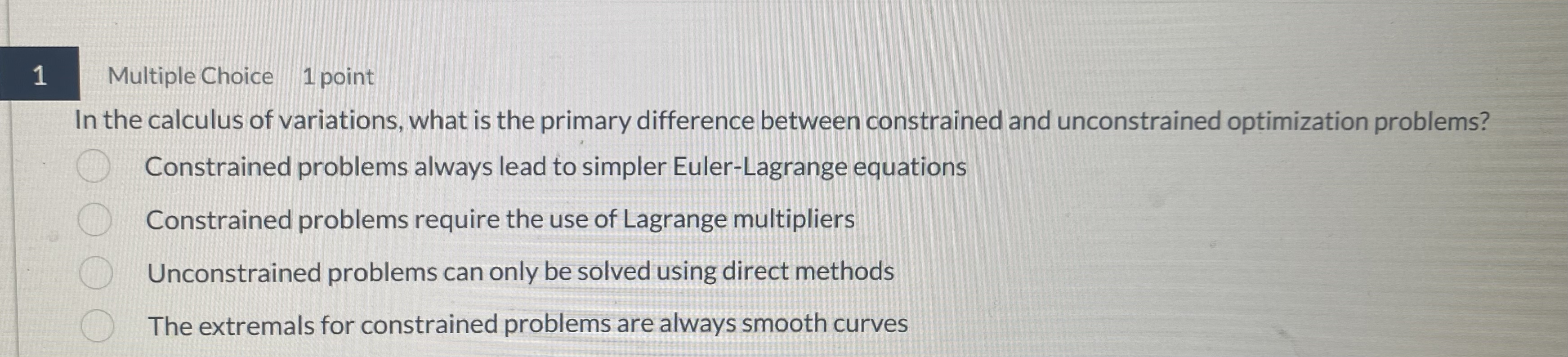 Solved 1 ﻿Multiple Choice 1 ﻿pointIn the calculus of | Chegg.com