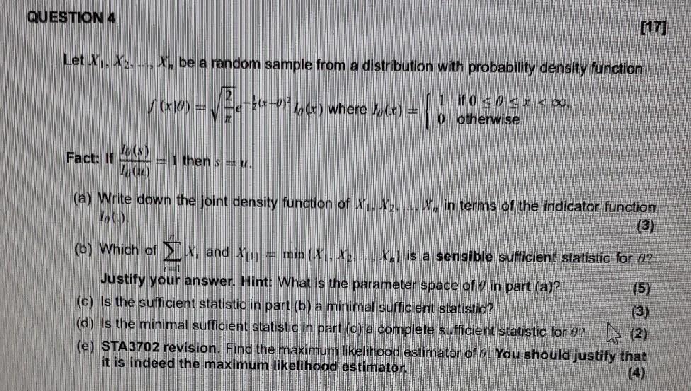 Solved QUESTION 1 [28] Let X1, X2, X3, ..., X, be the | Chegg.com