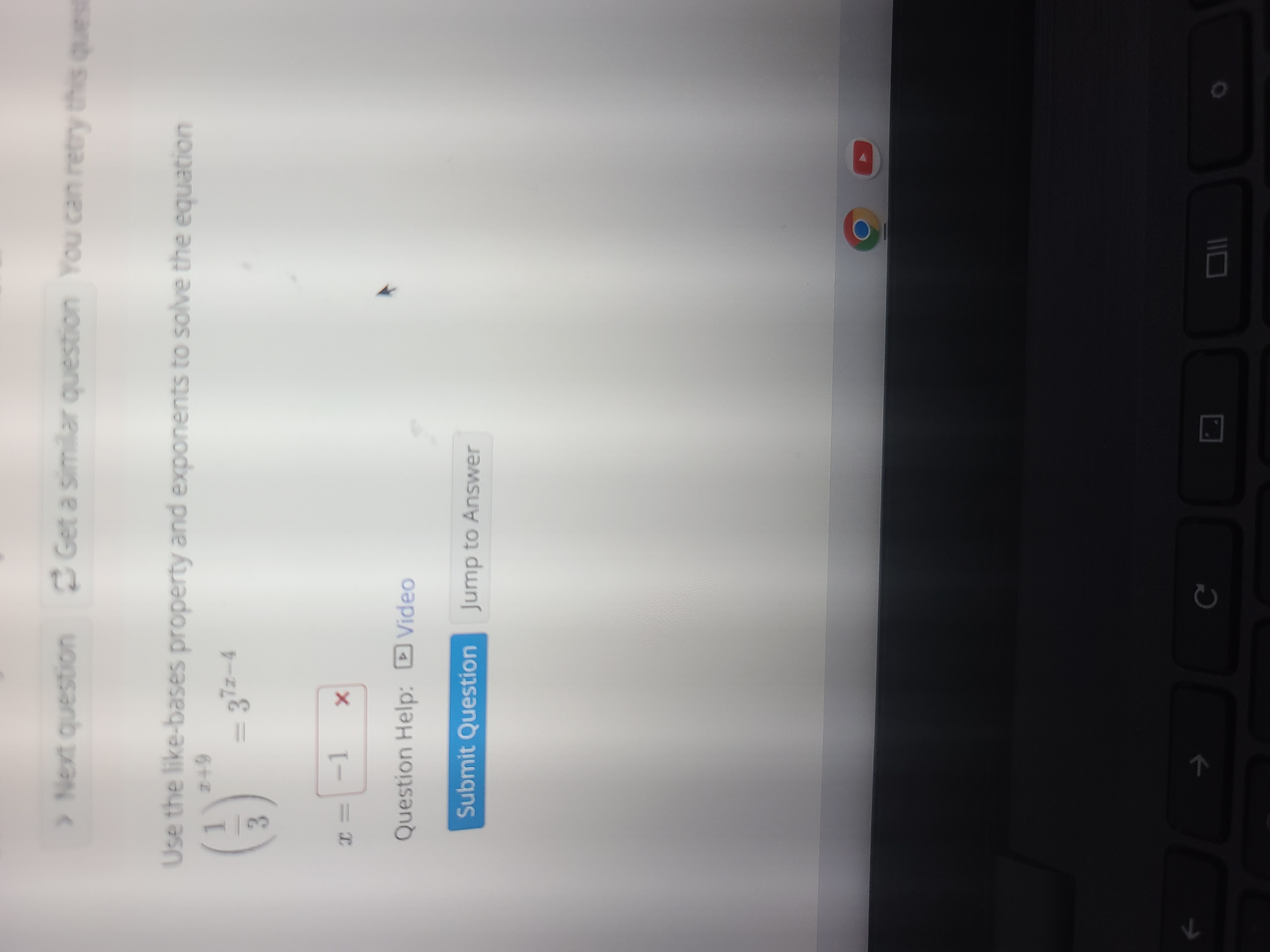 Solved Use the like-bases property and exponents to solve | Chegg.com