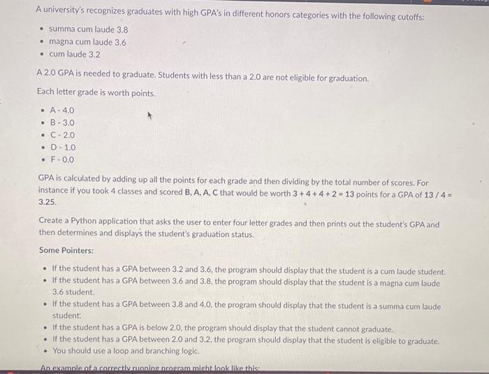 Solved A university's recognizes graduates with high GPA's | Chegg.com