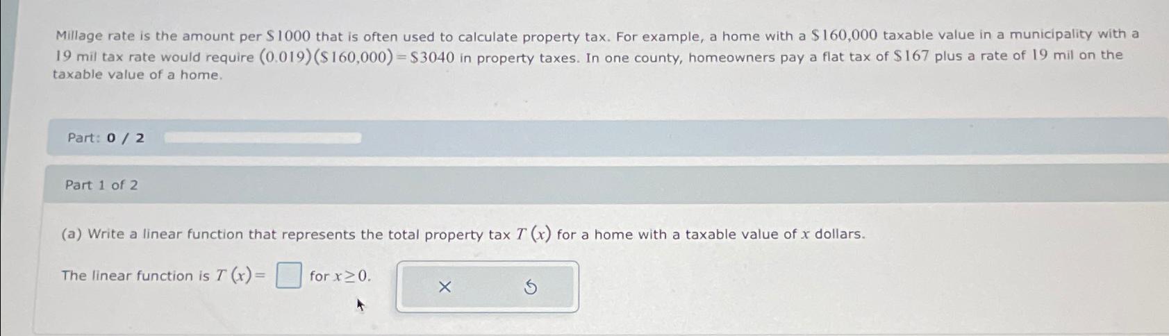 Solved Millage rate is the amount per $1000 ﻿that is often | Chegg.com
