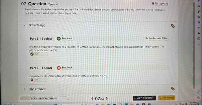 Solved Question (2points) An acld-base buffer is able to | Chegg.com