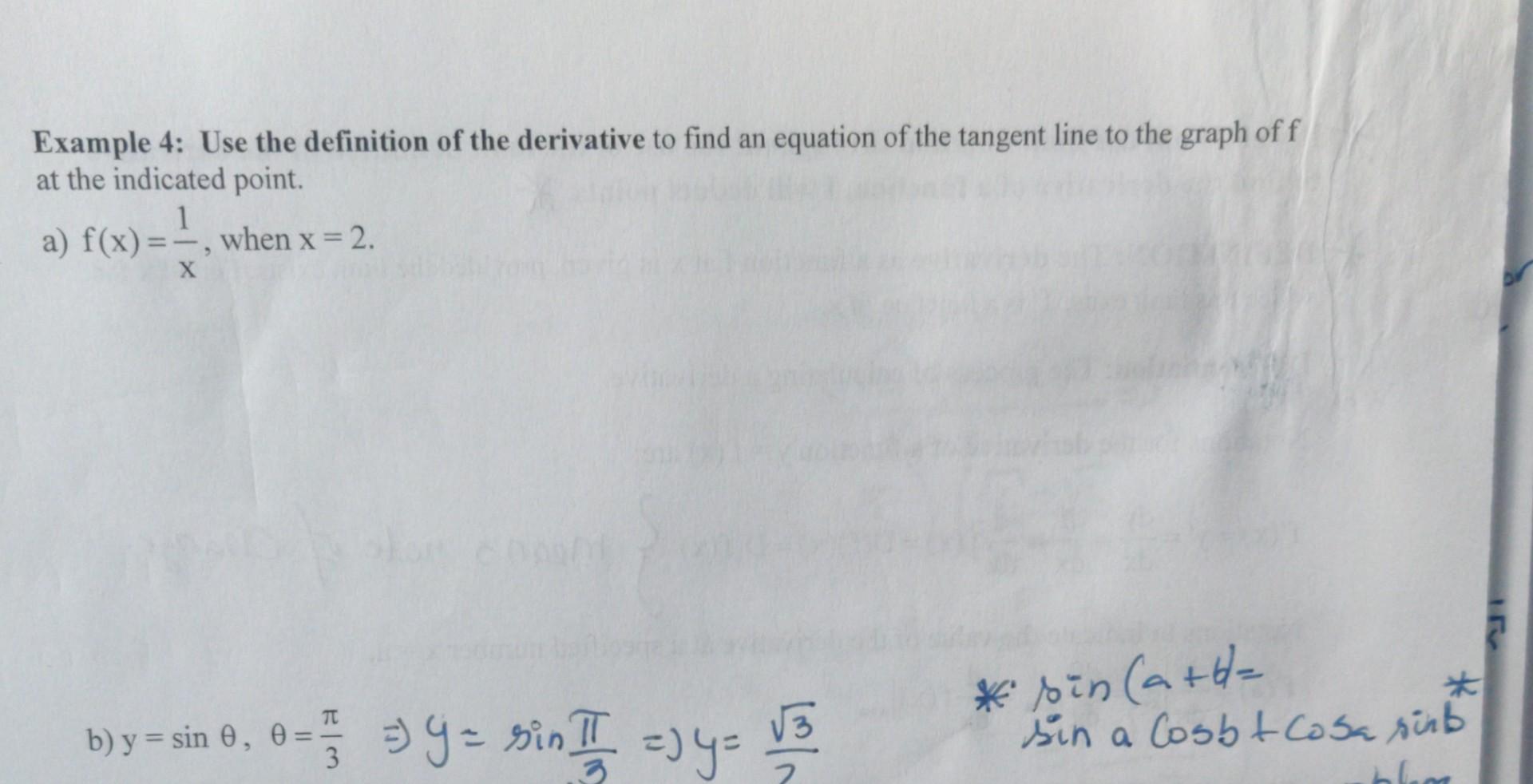 Solved Example 4: Use the definition of the derivative to | Chegg.com