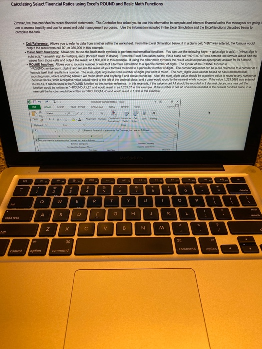 Calculating Select Financial Ratios using Excel's | Chegg.com