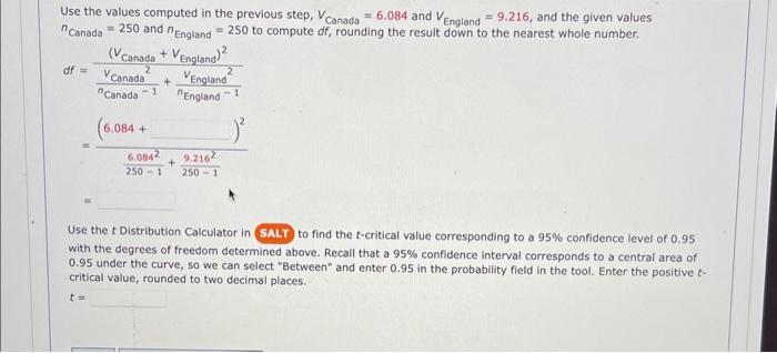 Solved Use the values computed in the previous step, VCanada | Chegg.com