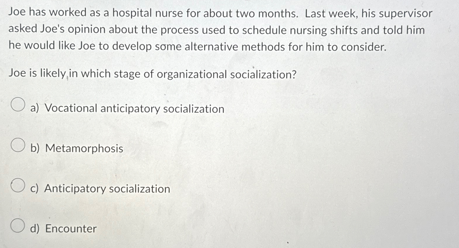 Solved Joe has worked as a hospital nurse for about two | Chegg.com