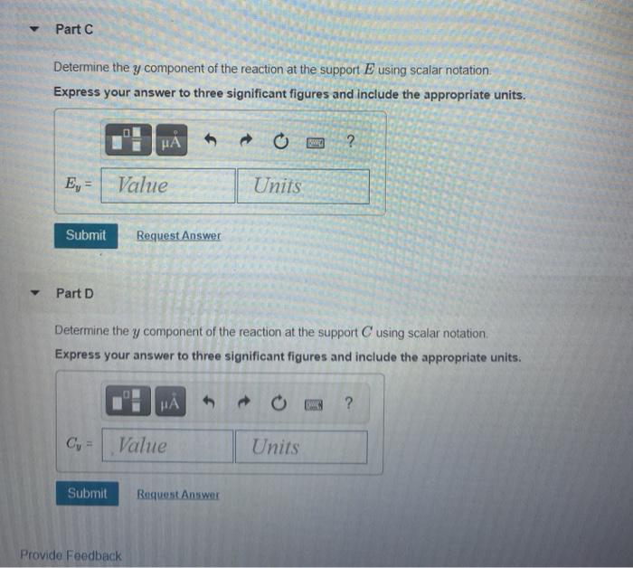 Solved Part C Determine the y component of the reaction at | Chegg.com