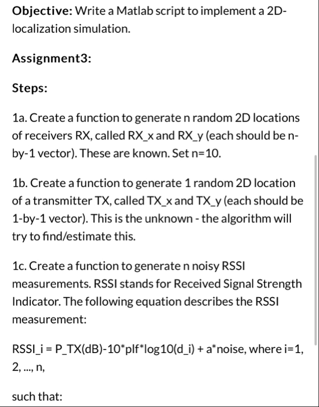 Objective: Write a Matlab script to implement a | Chegg.com