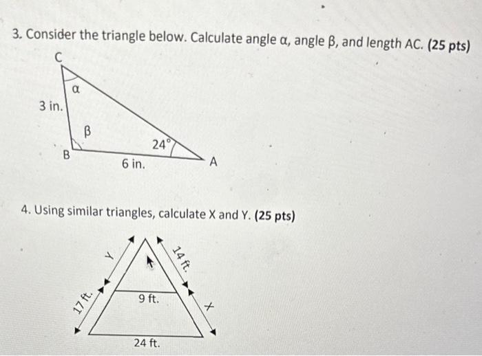Solved 3. Consider the triangle below. Calculate angle α, | Chegg.com