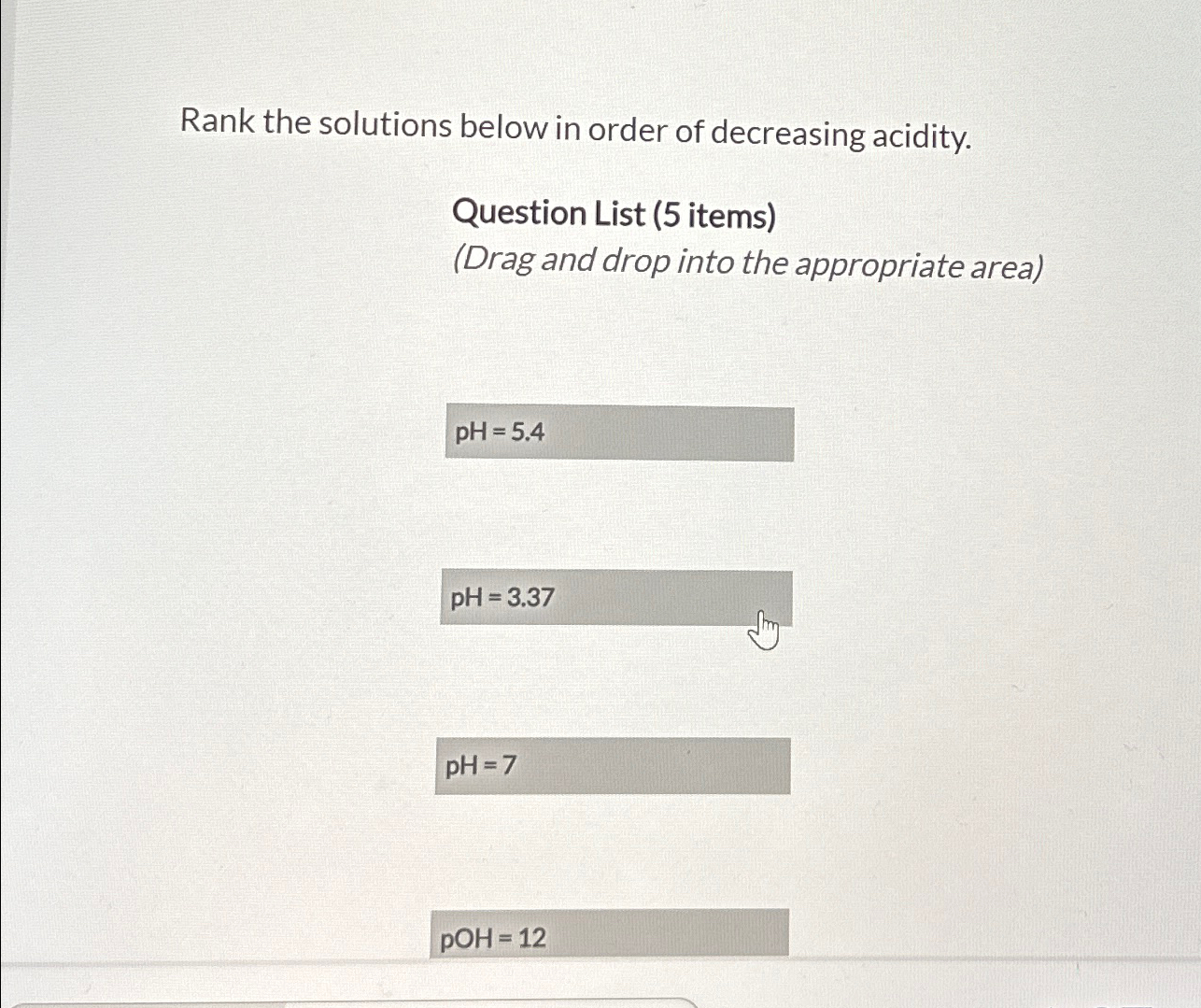 Solved Rank the solutions below in order of decreasing | Chegg.com