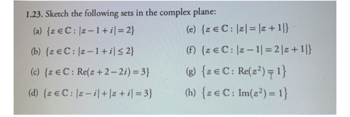 Solved 1.23. Sketch the following sets in the complex plane: | Chegg.com